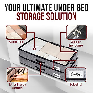 SHIZZO Adjustable Underbed Storage Solution Organizer Bin 30x24.5x5.3 inches Set of 2 - 20 Adjustable Dividers - Use as Shoe Storage or Under Bed Drawers - For Shoes, Clothes, Boots, Toys - Up to 12 Shoes Each organizer - For Closet, Under Bed, Shoe Rack,