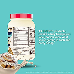 GHOST Whey Protein Powder, Cinnabon - 2lb, 25g of Protein - Cinnamon Roll Flavored Isolate, Concentrate & Hydrolyzed Whey Protein Blend - Post Workout Shakes - Soy & Gluten Free