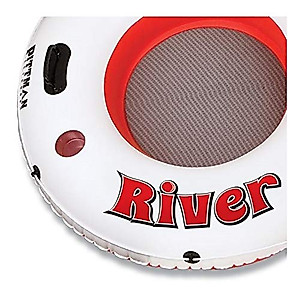 Pittman Outdoors River Drifter Inflatable Water Float Tube with Ice Chest Cooler, 2 Person