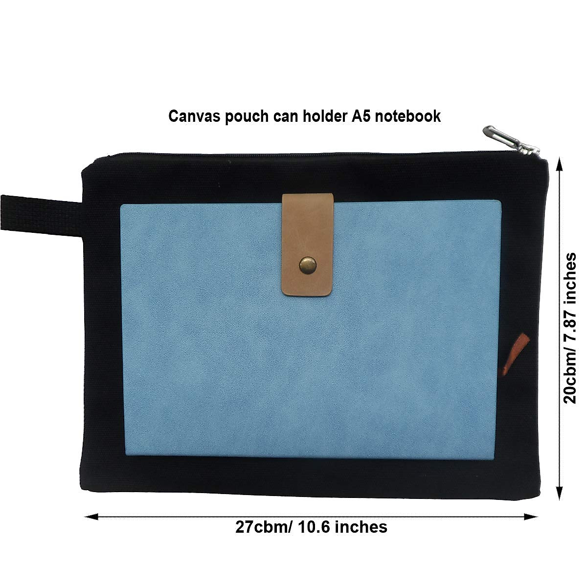 Enyuwlcm 100% Cotton Canvas Makeup Pouch with Zipper Simple Large Pencil Bag for Stationery Daily Necessities Black