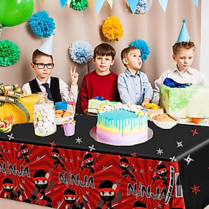 Bezkega 3pcs Ninja Birthday Tablecloths,Ninja Birthday Party Decoration Karate Theme Table Covers Waterproof Rectangle for Kid Ninja Master Birthday Party Supplies