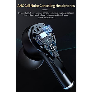 DARK WOLF True Wireless Earbuds,Active Noise Cancellation Bluetooth Headphones Touch Control with Charging Case ，Built-in Mic Stereo Earphones Light-Weight Waterproof in-Ear Headset (BL-J7)