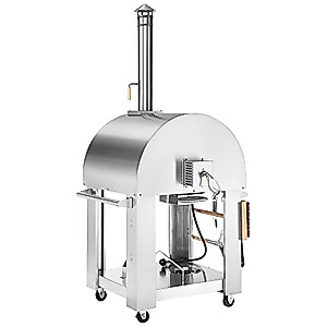Empava 32.5" Outdoor Pizza Oven Grill Compatible with Wood Fire and Portable Gas in Stainless Steel