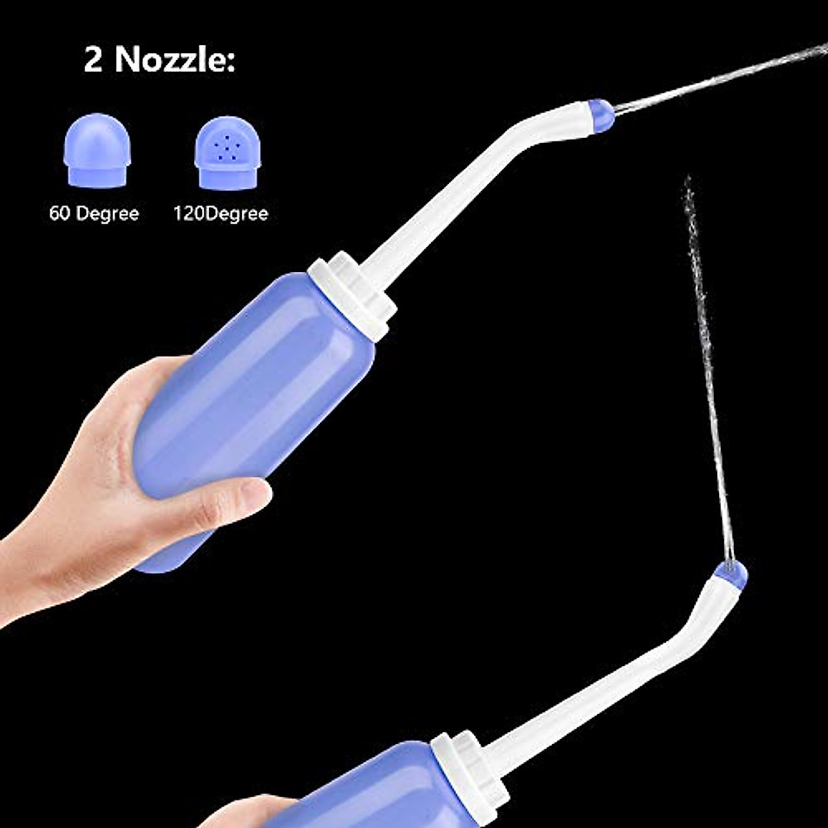 2 Pack Portable Bidet Sprayer Peri Bottle, Number-one Travel Bidet Bottle 500ml 17oz Personal Hygiene Care Toilet Bidet Shower with 2 Nozzles, Dust Cap and Storage Bag for PostPartum Care and Recovery