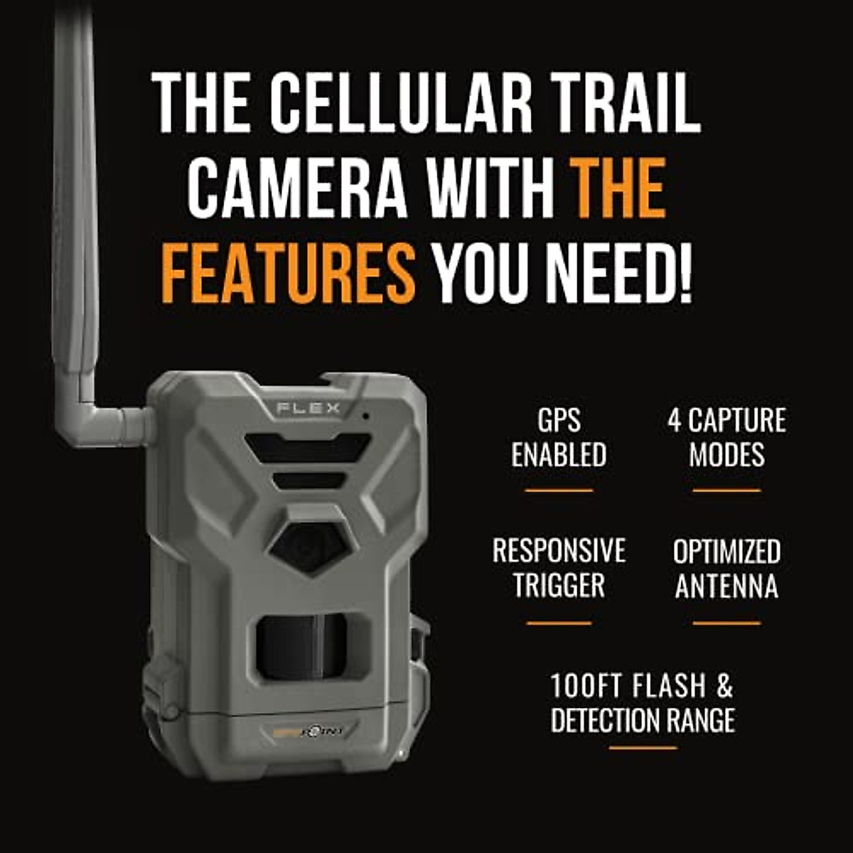 SPYPOINT Flex Dual-Sim Cellular Trail Camera 33MP Photos 1080p Videos with Sound and On-Demand Photo/Video Requests - GPS Enabled with Bundle Options (1 PK, Classic Bundle)