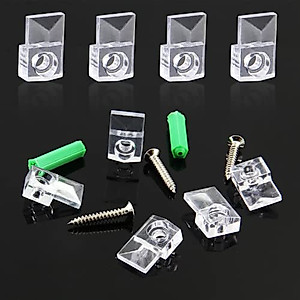 Qjaiune 20 Pack Mirror Holder Clips for Walls, Clear Retainer Clips Cabinet Glass Holder Clip, Wall Mirror Mount Kit Frameless Mirror Hanging Hardware for Vanity Mirror Window Screen (Classic Style)