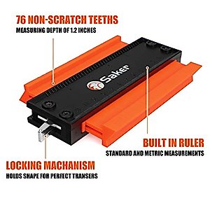 Saker Contour Gauge (5 Inch Lock) Profile Tool- Adjustable Lock-Precisely Copy Irregular Shape Duplicator -Irregular Welding Woodworking Tracing - Must Have Tool for DIY Handyman, Construction