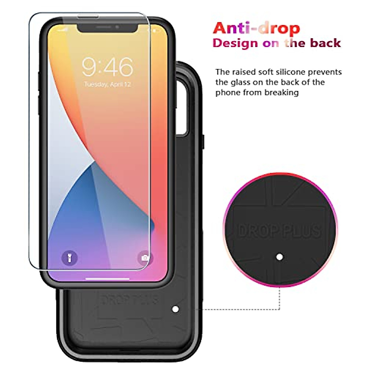 Diverbox for iPhone 11 Case [Shockproof] [Dropproof] [Tempered Glass Screen Protector],Heavy Duty Protection Phone Case Cover for Apple iPhone 11 (Black-3in1)