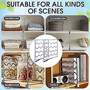 Tatuo Closet Shelf Dividers Closet Shelf Organizer Shelf Separators Multifunctional Closet Shelving Pieces Cabinet Storage Organization for Wardrobe Bedroom Kitchen Bathroom (Light Grey, 24 Pcs)