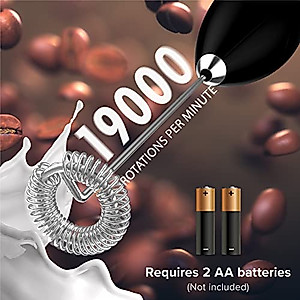 PowerLix Powerful Handheld Milk Frother 19000 RPM Battery Operated Foam Maker Frother Wand For Coffee, Latte, Cappuccino, Hot Chocolate, Durable Mini Drink Mixer Stainless Steel Whisk