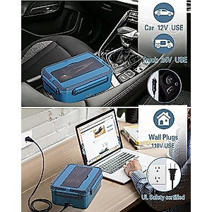 Rhudaky Electric Lunch Box (60 oz & 75W) Food Heater, 3 in 1 Heated Boxes for Adults,Portable Warmer -Self Heating Work/Car/Truck with Large Insulated Bag