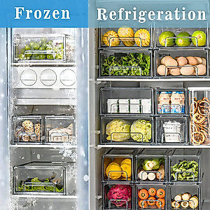 Eanpet 4Pack Fridge Drawer Organizers and Storage Clear Pull Out Drawers for Vegetable Fruit Container for Refrigerator organizer Bins with Handle Stackable Produce Saver Pantry Organization