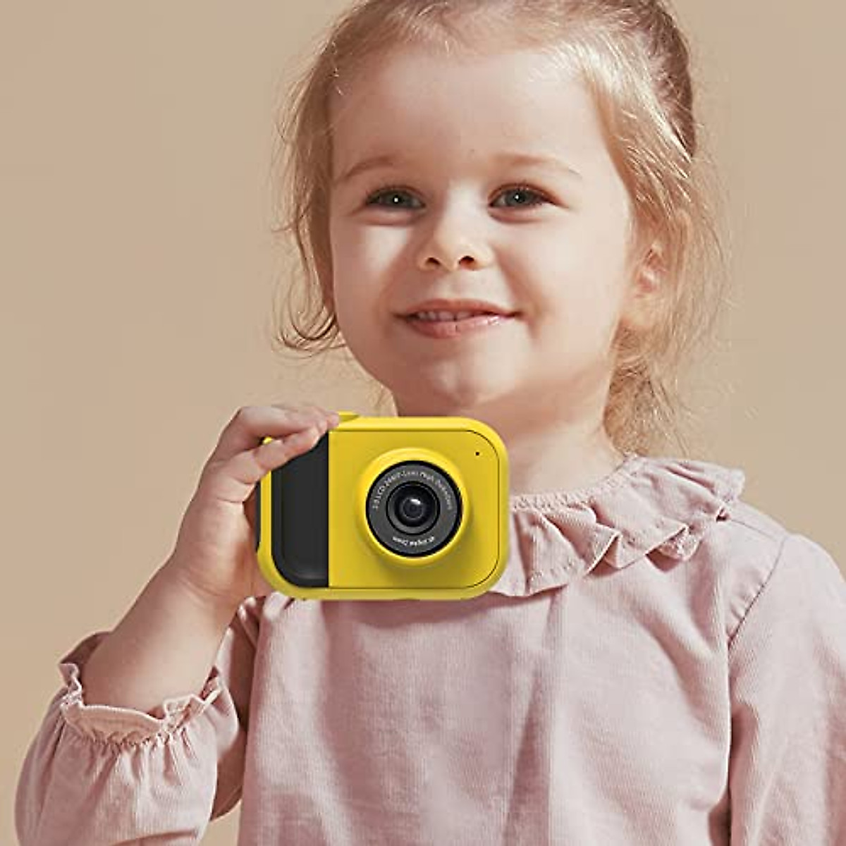 Boddenly Mini Cartoon Children's Camera,Rechargeable Electronic Camera,2 Inch IPS Display,Insertable 32G SD Card (Yellow, One Size)