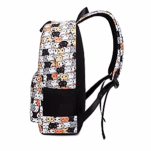 Teecho Cute Backpack for Girl Roomy College Middle Day Bag For Girl Women Knapsack Cat