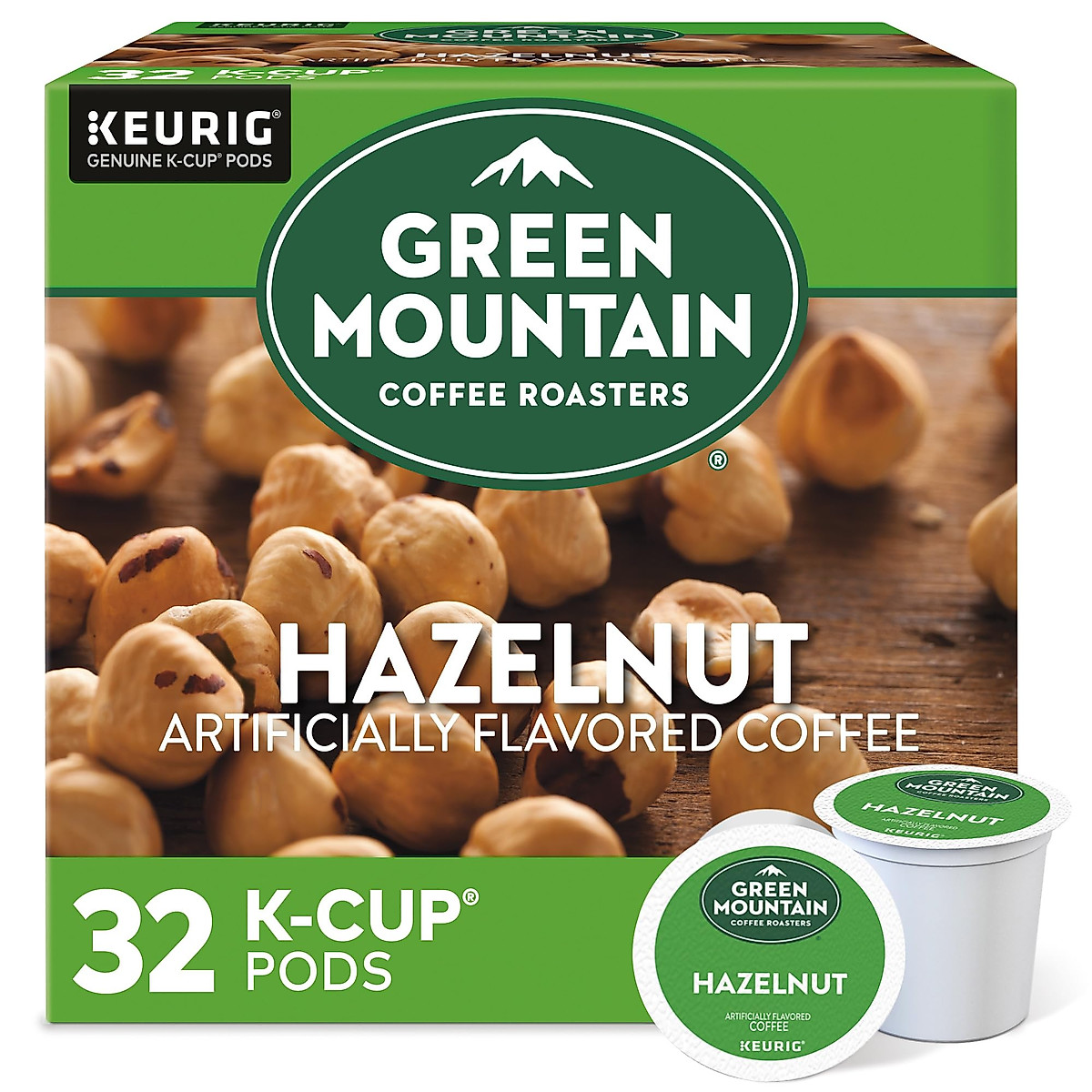 Green Mountain Coffee Hazelnut Keurig Single-Serve K-Cup Pods, Light Roast Coffee, 32 Count