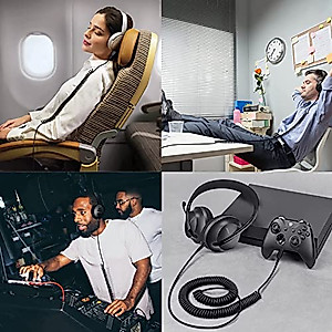 Saipomor QC45 Coiled Audio Cable 2.5mm to 3.5mm&6.35mm Cord Compatible with Bose NC700 QuietComfort 25 QC35 QC35II QC45 On-Ear2 OE2 OE2i Soundlink SoundlinkII SoundTrue Headphones(6~10ft)