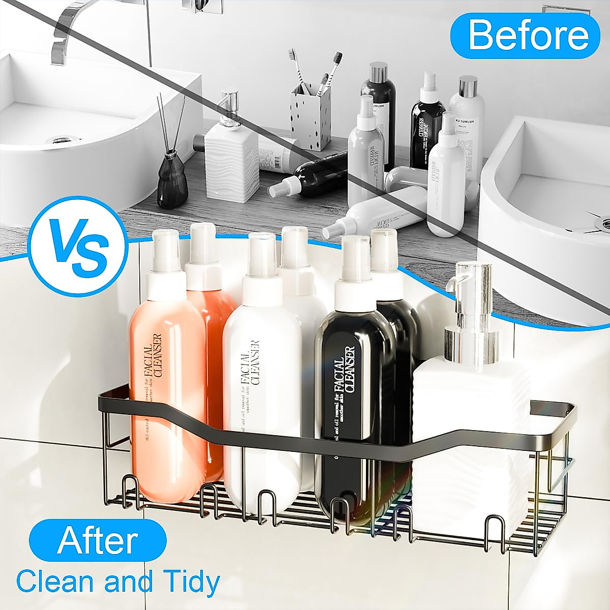 NEATEST Shower Caddy Set, 5-Pack Shower Organizer No Drilling Wall Mounted Bathroom Organizers and Storage Shower Shelves Rack with Soap Holder for Inside Shower (Black)