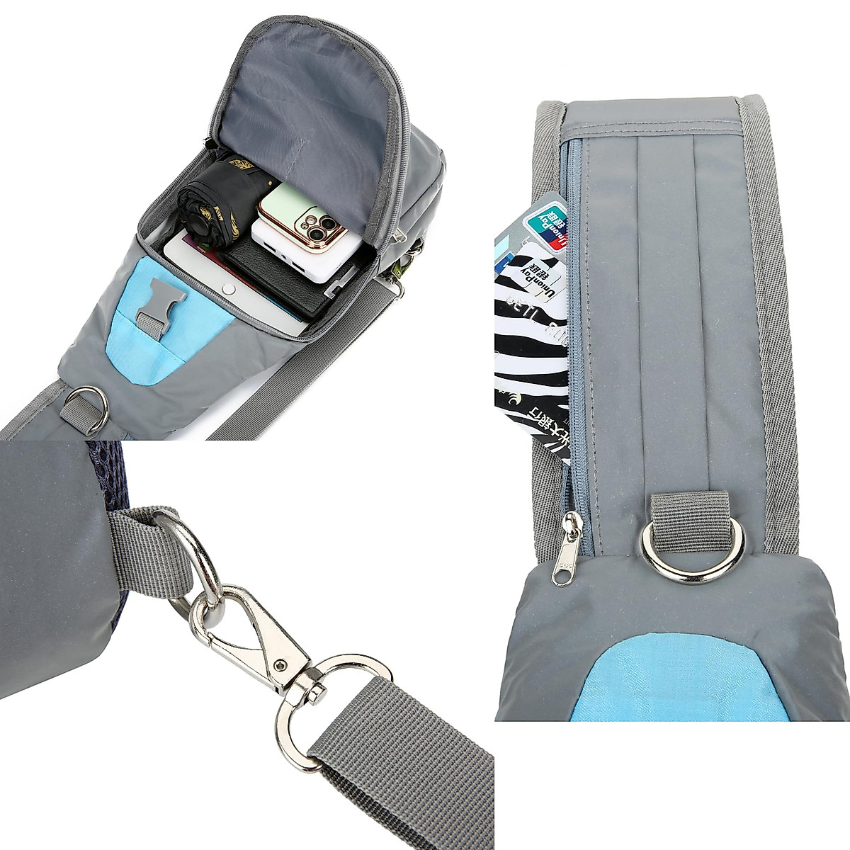 Sling bags for Men and Women Trendy Crossbody bags, reflective Shoulder Purses. Nylon crossbody bags, cute shoulder rider bag