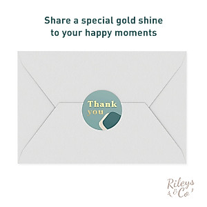 Rileys Thank You Stickers Roll | 500-Count, Gold Foil - Envelope Seals for Small Business, Bubble Mailers, Baby Shower, Wedding, Gift Cards, Graduation (Sage Green)