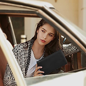 CLUCI Wallet Women Large Capacity Leather Designer Zipper Around Card Ladies Phone Clutch Wristlet Billfolds Vintage Two-tone Brown