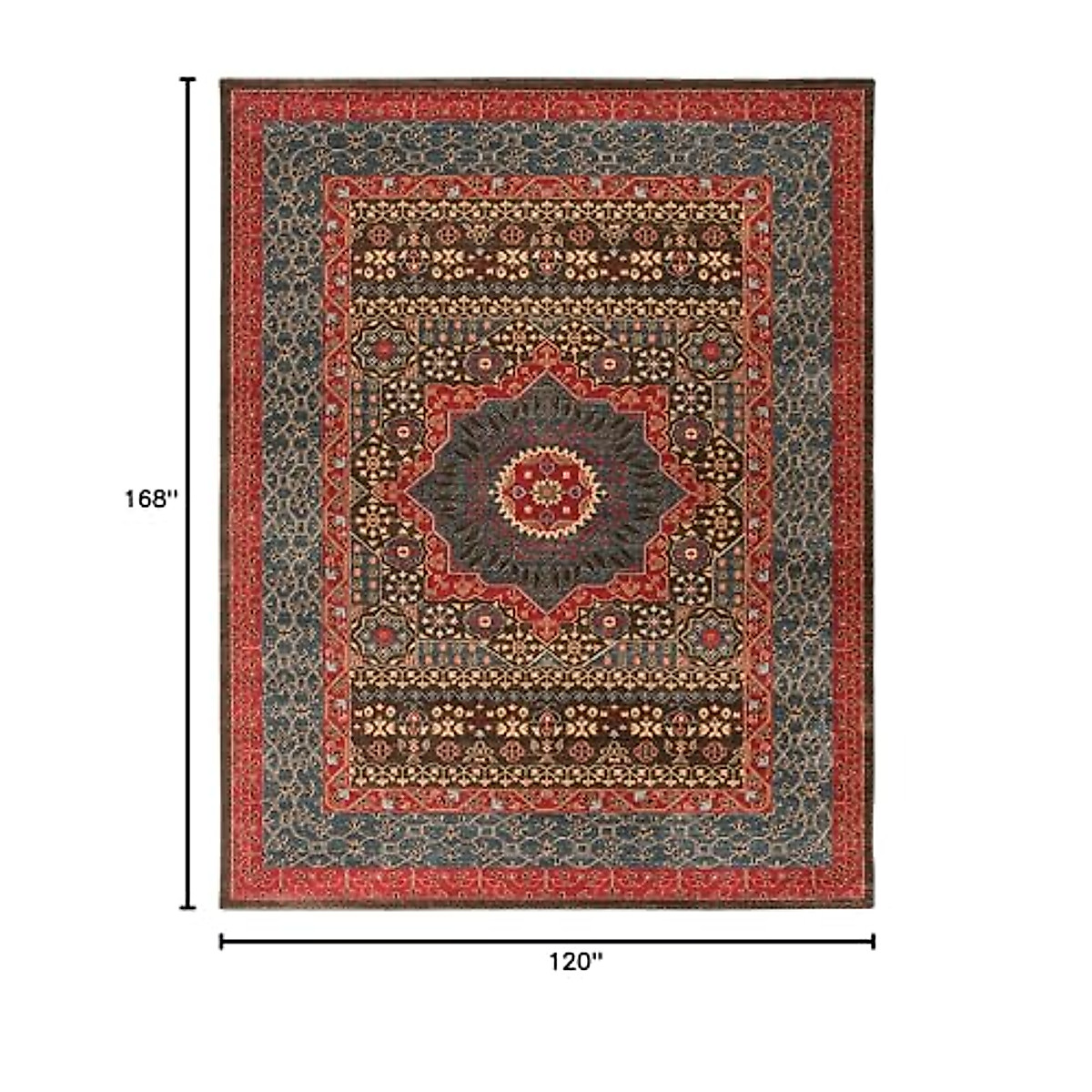 SAFAVIEH Mahal Collection Area Rug - 10' x 14', Navy & Red, Traditional Oriental Design, Non-Shedding & Easy Care, Ideal for High Traffic Areas in Living Room, Bedroom (MAH620C)