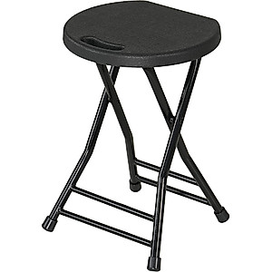 Allpop 2 Pack Folding Stool 18 Inch, Foldable Stool Chair Set of 2, 550lbs Capacity, Portable Round Bar Stool with Handle for Adults Kitchen Garden, Black