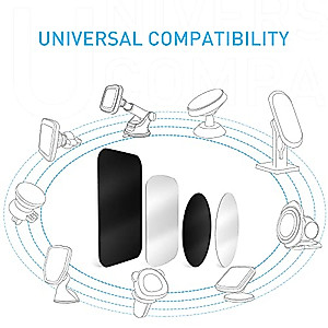 Metal Plate for Magnetic Car Mount - Tryone 4 Pack Disc with 3M Adhesive Compatible with Phone Magnets/ Cell Phone Automobile Magnet Cradles , No Logo or Hole, 2 Rectangle 2 Round, Black&Silver