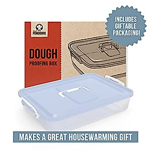 Chef Pomodoro Pizza Dough Proofing Box, 14 x 11-Inch, Pizza Dough Container, Fits 4-6 Dough Balls, Household Pizza Dough Tray With Convenient Carry Handle (Blue)