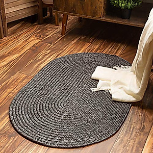 Indoor Outdoor Braided Rug Kitchen Reversible Washable Area Rug, 2' x 3' Gray Mix
