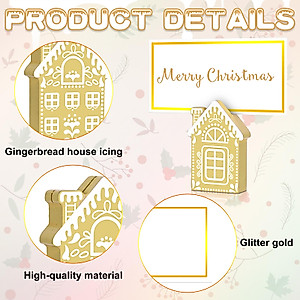 Fullhawl 24 Pcs Christmas Gingerbread House Place Card Holders with 35 Pcs Name Cards Ginger Yellow Wooden Rustic Christmas Wooden Christmas Decoration for Christmas Dinner Table Xmas Party Favors