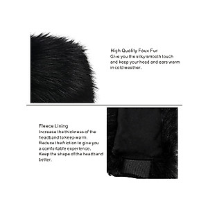 Rulala Fancy Faux Fur Headband for Women Winter Earwarmer Earmuff with Elastic(Black)