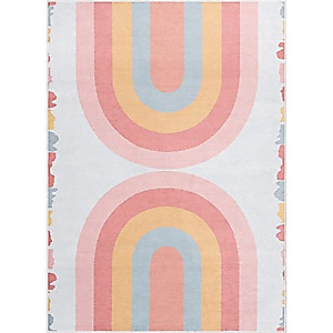 Well Woven Kids Crescent Rainbow Rug, 5' x 7', Multi Color