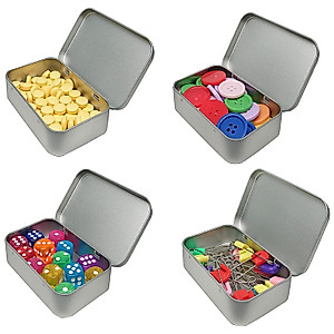 Axe Sickle 8 Pack Tin Box Containers 3.7 x 2.4 x 0.8 Inch Metal Tins Storage Box with Hinge Lids, for Home Storage, Outdoor Active Storage Containers, Home Organizer Small Tins, Silver