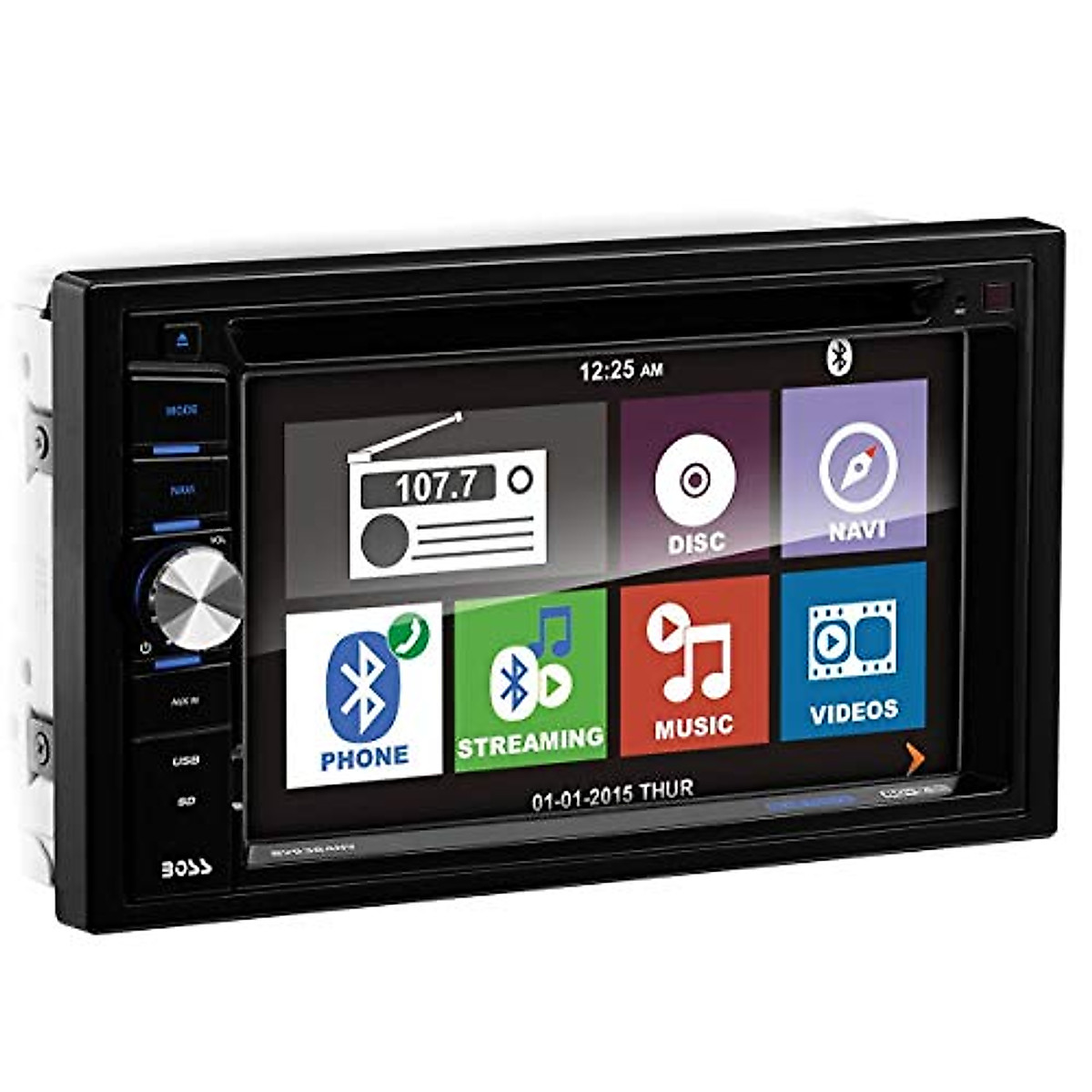 BOSS Audio Systems BV9384NV GPS Navigation - Double Din, Bluetooth Audio and Calling, 6.2 Inch LCD Touchscreen, Built-in Microphone, MP3, CD, DVD, USB, SD, AM/FM Radio Receiver