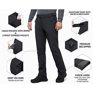 33,000ft Men's Winter Snow Ski Fleece Lined Pants Warm Waterproof Softshell Insulated for Snowboard Outdoor Work Hiking