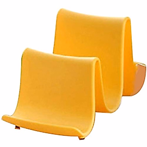 DRNKS 1 PCS Pot Lid Storage Rack Pot Pan Lid Spoon Holder Rack Wave Shape Utensil Organizer(Yellow) Suitable for Kitchen