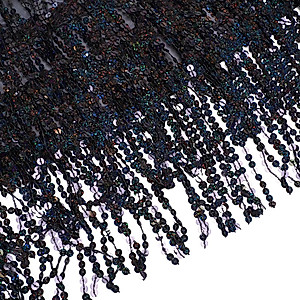 Women's Sequin Tassel Skirts Sparkly Rave Fringe Hip Scarf for Festival Costume(Black)