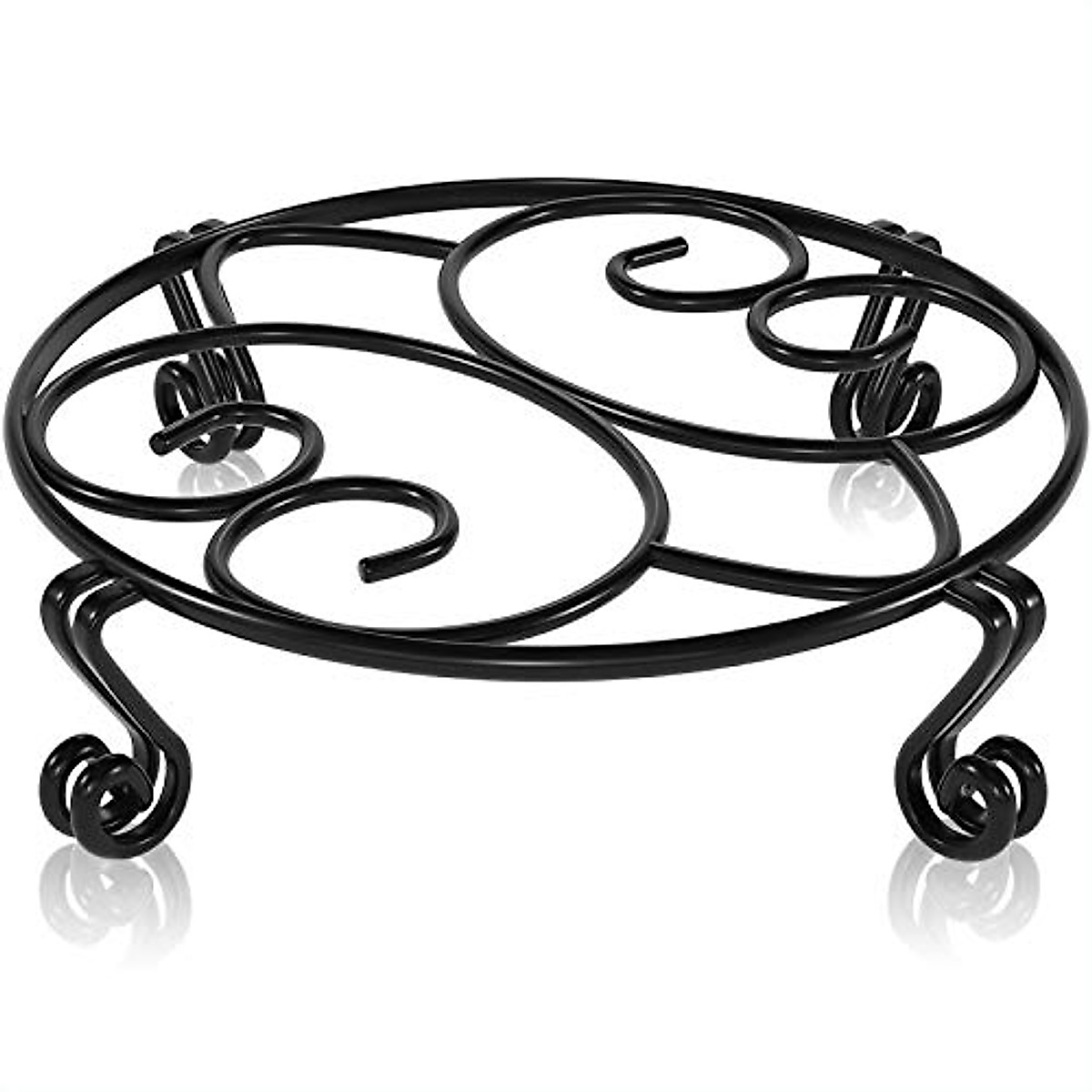 Yimobra Original Patented Plant Stand for Flower Pot Heavy Duty Potted Holder Indoor Outdoor, Metal Rustproof Iron Garden Container Round Supports Rack for Planter, Black, 11.8 Inches