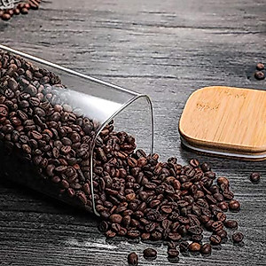 Glass Kitchen Canisters with Airtight Bamboo Lids - Kitchen Organization and Food Storage Glass Jar for Candy, Cookie, Rice, Sugar, Flour, Pasta, Nuts.