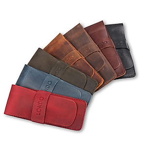 Londo Two compartment Genuine Leather Pen Case with Sleeve Cover - Mink