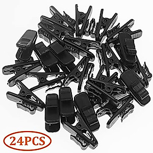 Bonsicoky 24 Pack Clips for Earphone Wire, Headphone Mount Cable Clothing Clip Use for Fixing Earphone/Microphone Cord (Black)