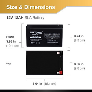 ExpertPower 12 Volt 12 Ah Rechargeable Battery with F2 Terminals || EXP12120