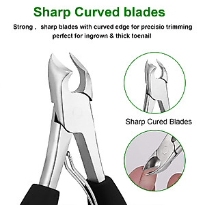 Podiatrist Toenail Clippers,YINYIN Professional Thick & Ingrown Toe Nail Clippers for Men & Seniors, Pedicure Clippers Toenail Cutters, Super Sharp Curved Blade Grooming Tool (Black)