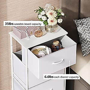 WLIVE Dresser with 4 Drawers, Storage Tower, Organizer Unit, Fabric Dresser for Bedroom, Hallway, Entryway, Closets, Sturdy Steel Frame, Wood Top, Easy Pull Handle, White