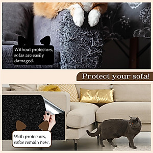 Cat Scratching Mat, 78.7"x15.7" Cat Carpet Self-Adhesive Carpet Mat Trimmable Replacement for Cat Tree, Cat Wall Scratcher, Cat Scratching Post, Shelf Shelves Couch Furniture DIY Protector, Black