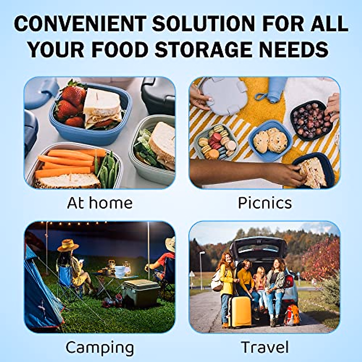 GISHO Collapsible Bowl, Collapsible Silicone Bowl With Lids, Ideal for Camping & Hiking, Picnic, RV, Travel, Dishwasher & Microwave Safe 36oz (Lemonade Pink)