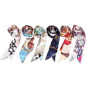 Obosoyo 6pcs Fashion Bag Handbag Handle Ribbon Scarf Neckerchief Scarf Package Band Hair Head Decoration