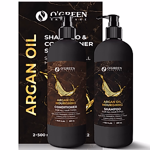 Moroccan Argan Oil Shampoo and Conditioner SLS Sulfate Paraben Salt Free - Thickening for Fine/Thin Hair - Safe for Color and Keratin Treated Hair Best Gift Set for Damaged, Dry, Curly or Frizzy Hair