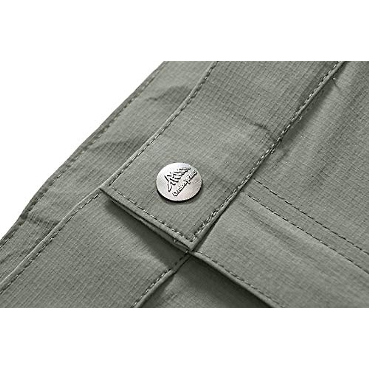 TBMPOY Men's Outdoor Lightweight Windproof Belted Quick-Dry Hiking Pants Thin Sage Green L