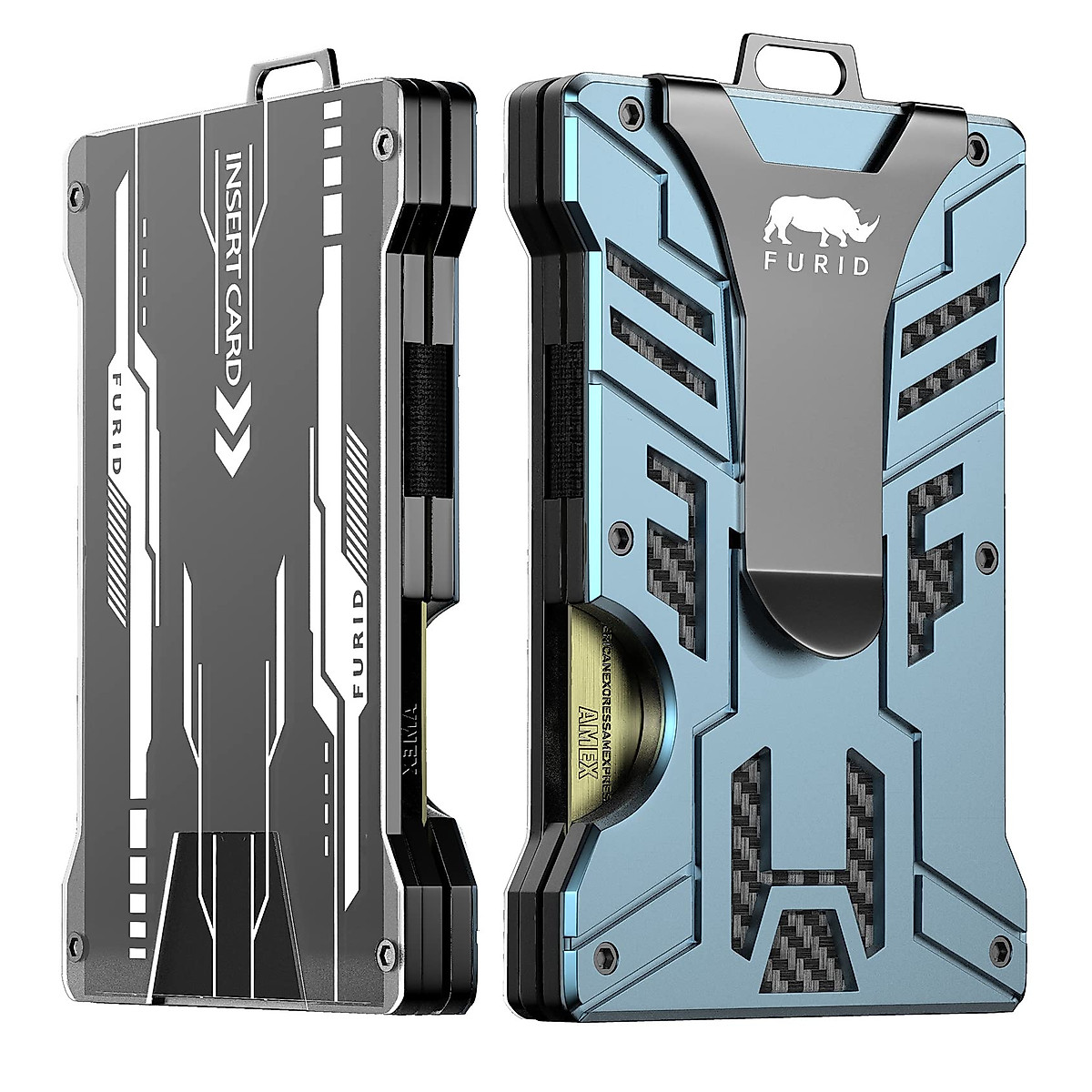 furid Minimalist Wallet for Men Slim: Tactical Wallet - Metal Wallet with Money Clip - RFID Wallet with ID Holder - Credit Card Holder - Front Pocket Wallet for Men